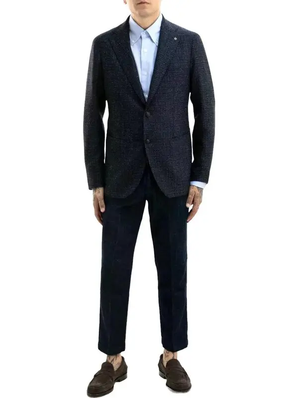 Tagliatore Textured Single-breasted Blazer - Blue