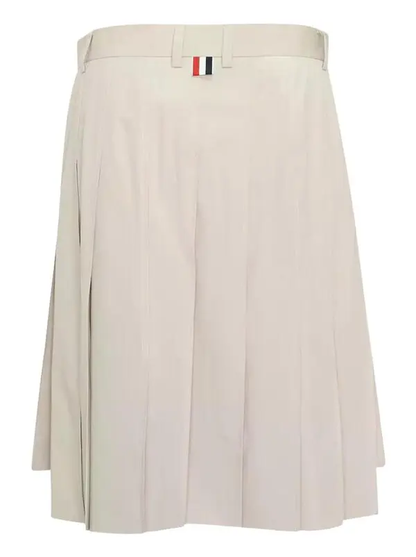 Thom Browne Cotton Suiting Pleated Skirt - Neutrals