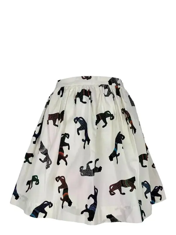 MSGM Graphic Print Pleated A-line Skirt - White