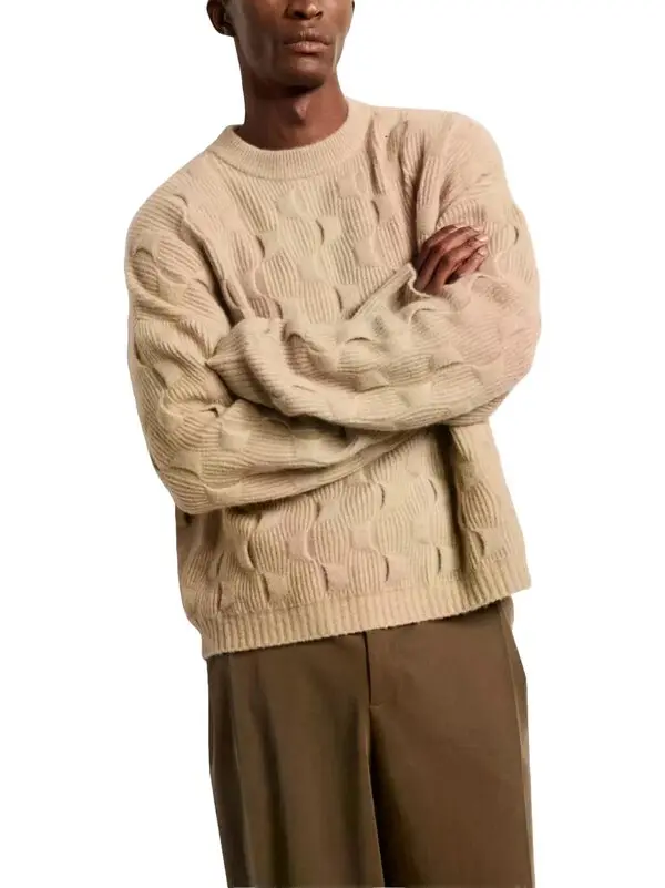 KIEFERMANN Textured Knit Crew Neck Sweater - Neutrals