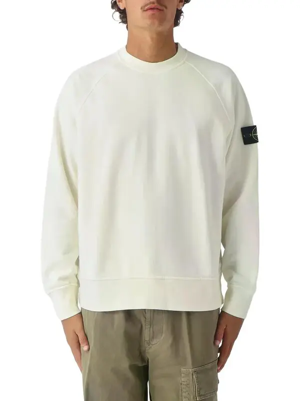 Stone Island Organic Cotton Fleece Crewneck Sweatshirt - Neutrals