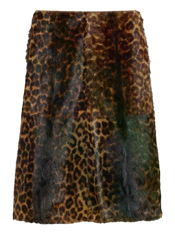 AMI Paris Leopard-print Midi Skirt - Brown