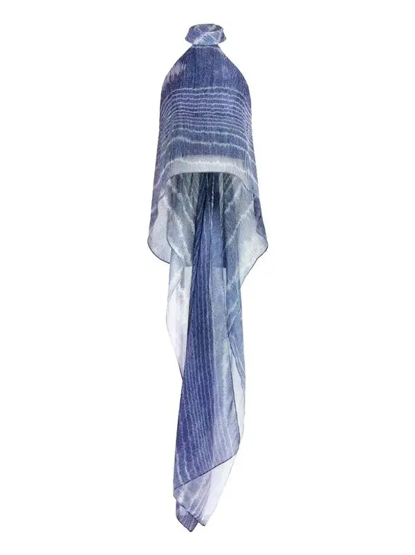 Silvia Tcherassi Halterneck Top With Moiré Effect - Blue