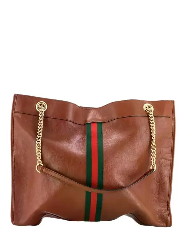 Gucci Rajah Chain Leather Large Tote Bag - Brown