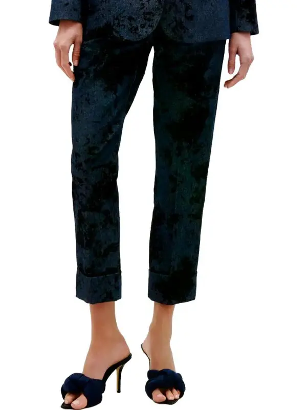 Silvia Tcherassi Velvet-effect Textured Trousers - Blue