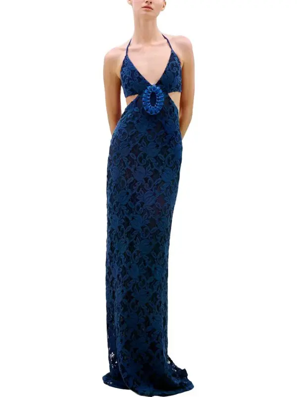 Silvia Tcherassi Floral Lace Maxi Dress - Blue