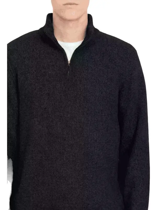 Vince Half-zip Waffle-knit Sweater - Black