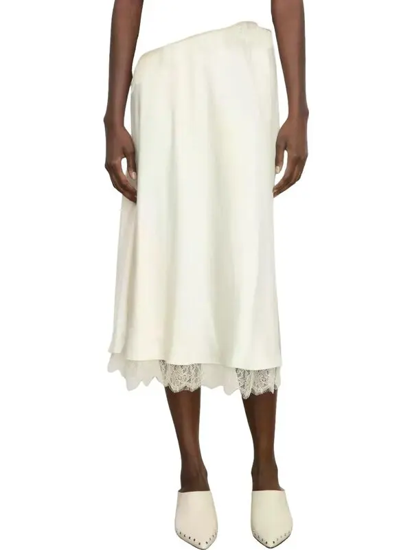Vince Lace-trim Slip Midi Skirt - White