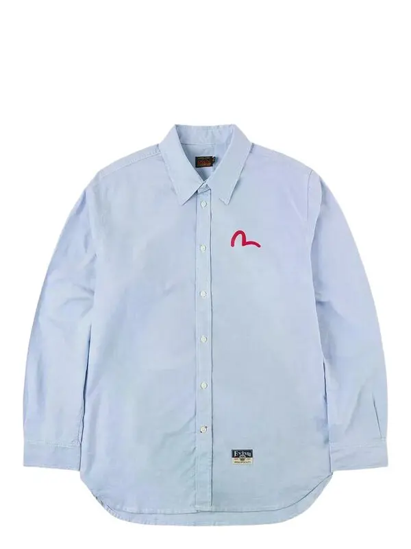 EVISU Seagull-print Oxford Shirt - Blue