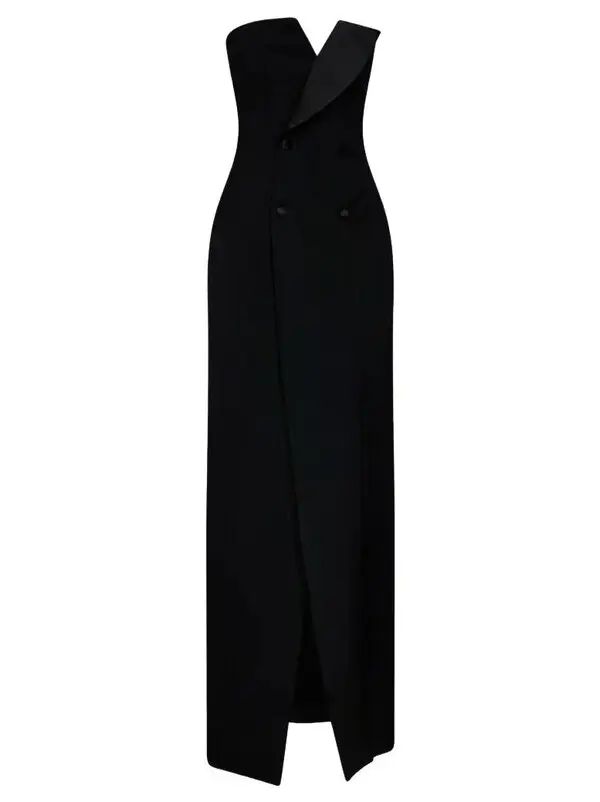 P.a.r.o.s.h Strapless Maxi Dress With Satin Trim - Black