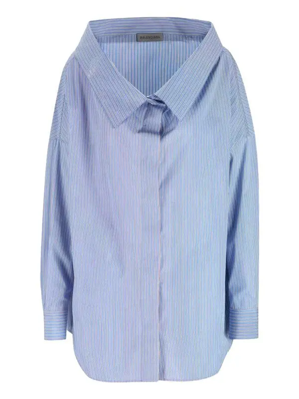 Balenciaga Vertical Stripe Shirt - Blue