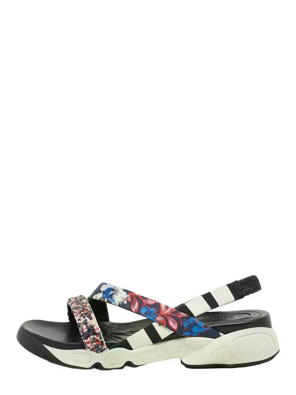 Dior Sequin-embellished Floral Print Slingback Sandals - Black