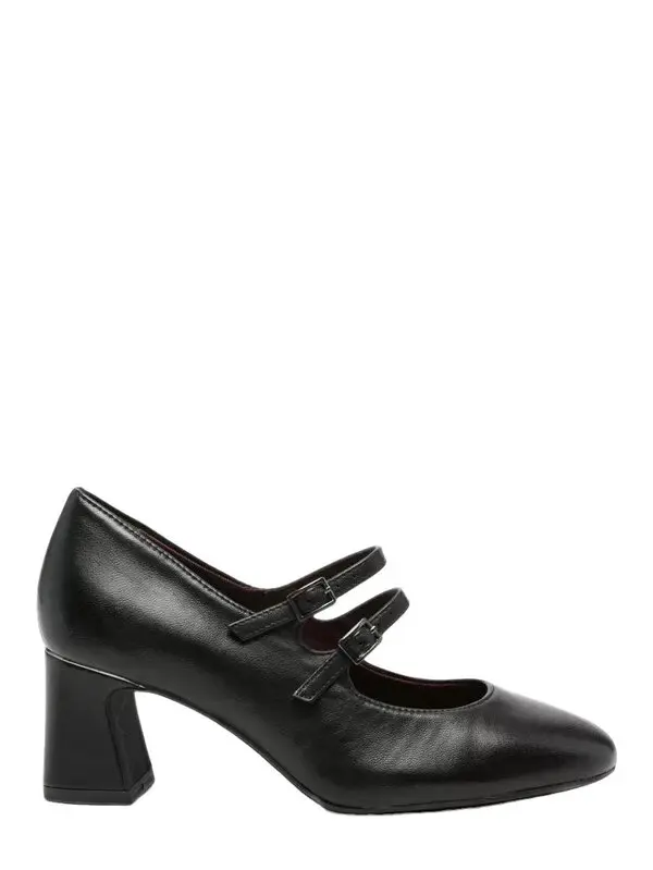 TAMARIS Double Strap Leather Mary Jane Pumps - Black
