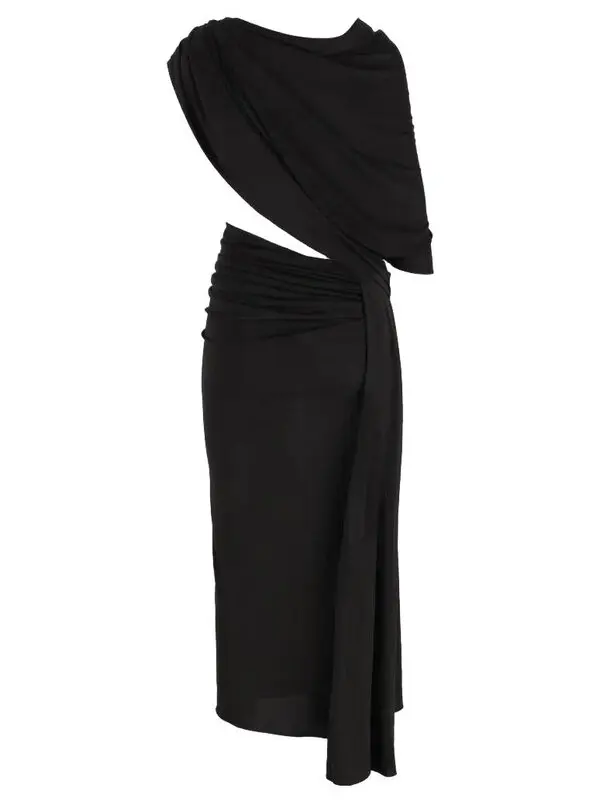 Balenciaga Draped Cut-out Midi Dress - Black