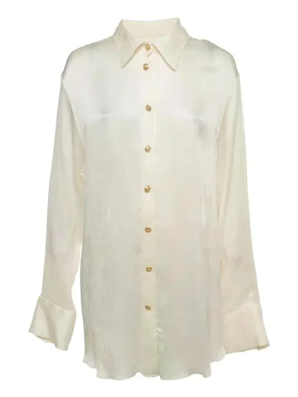 Balmain Plissé Shirt Dress - Neutrals