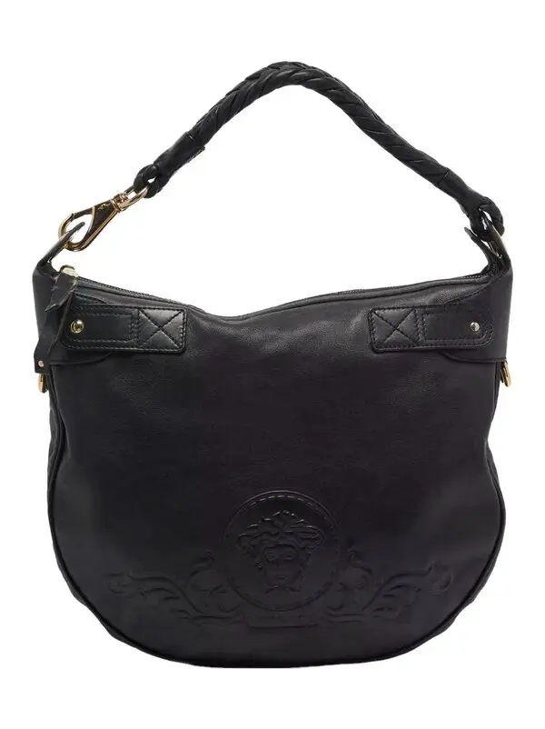 Versace Medusa Embossed Shoulder Bag - Black