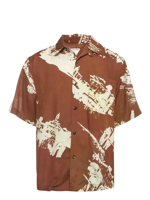 Bottega Veneta Postcard-print Bowling Shirt - Brown