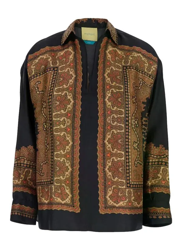 Momoni Paisley-print Silk Blouse - Black