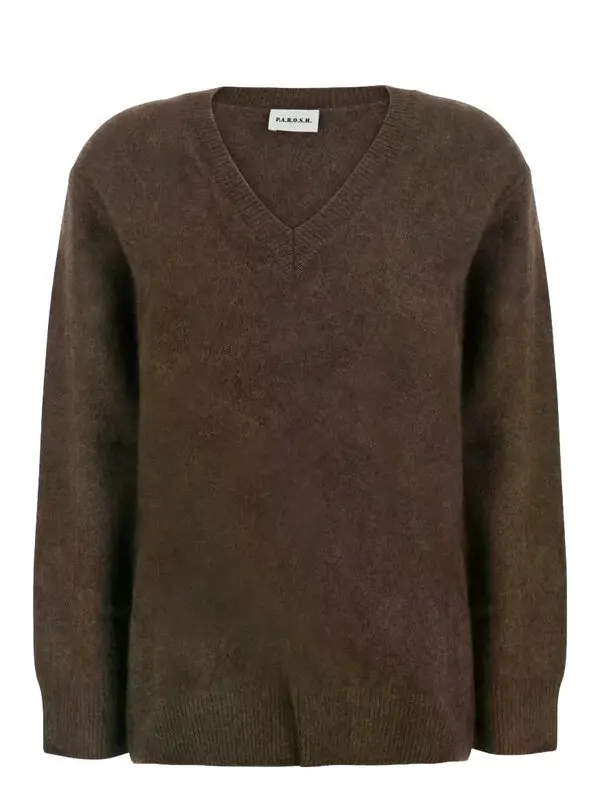 P.a.r.o.s.h V-neck Knitted Sweater - Brown