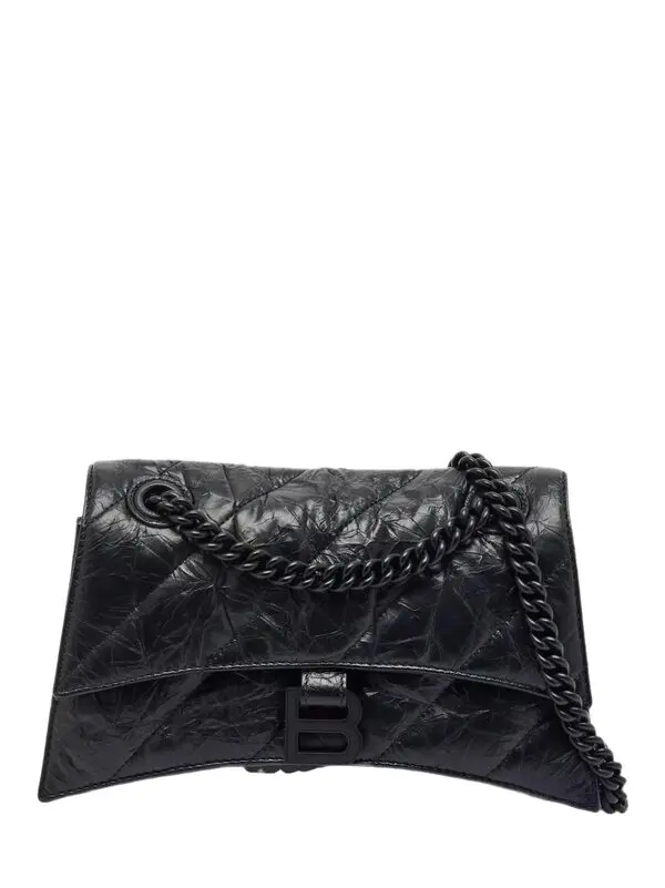 Balenciaga Crush Crinkled Shoulder Bag - Black