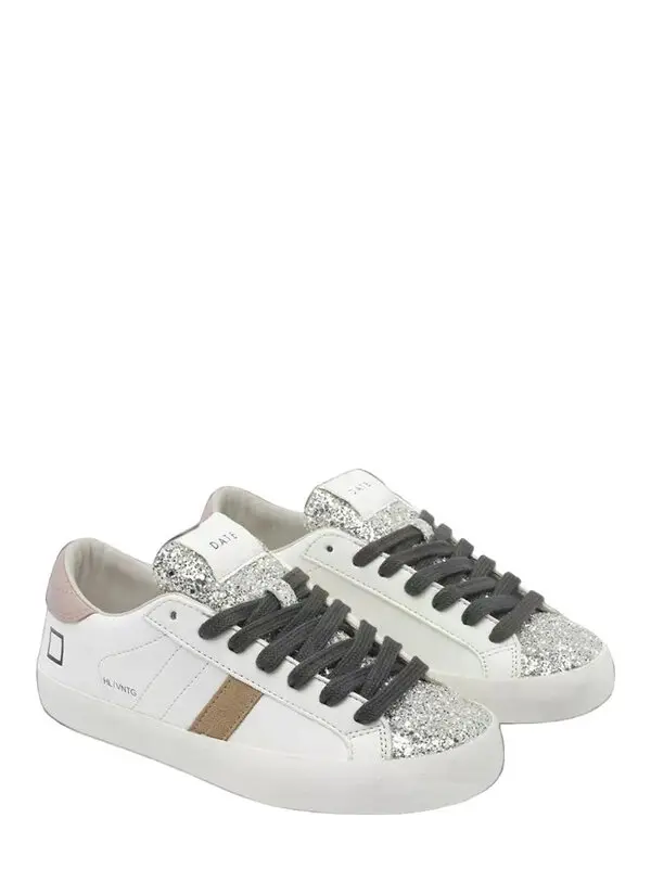D.a.t.e. Hill Low Vintage Glitter-detail Leather Sneakers - White