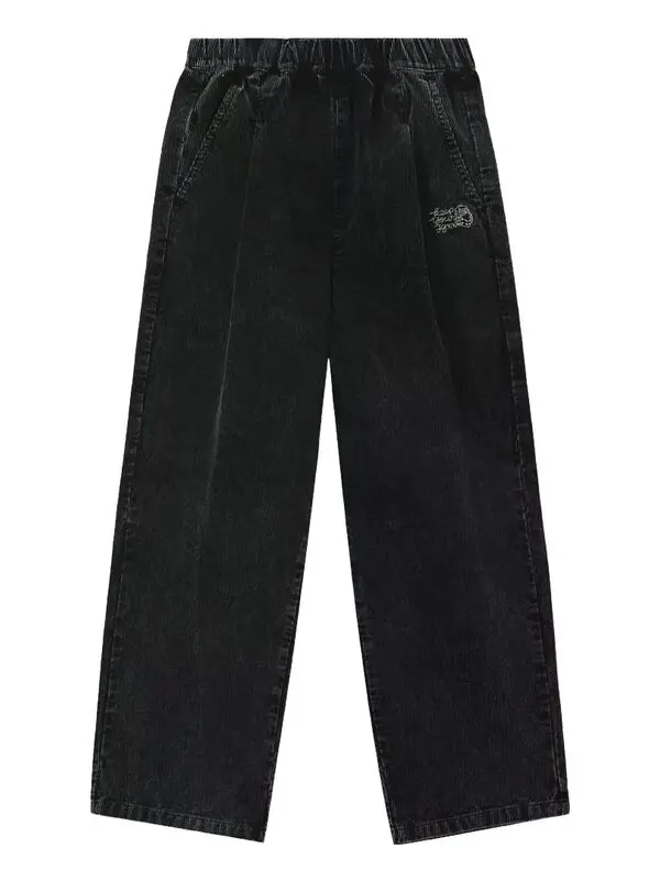 FINGERCROXX Corduroy Pleated Trousers - Black