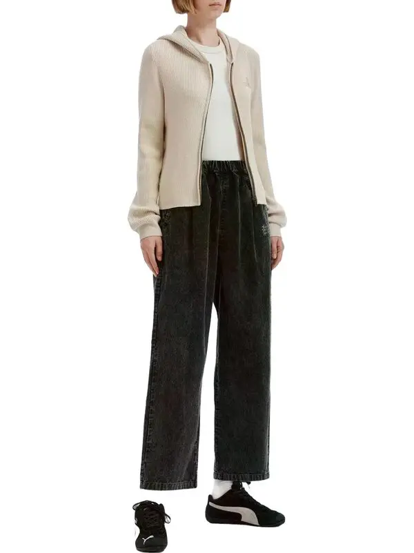 FINGERCROXX Corduroy Pleated Trousers - Black