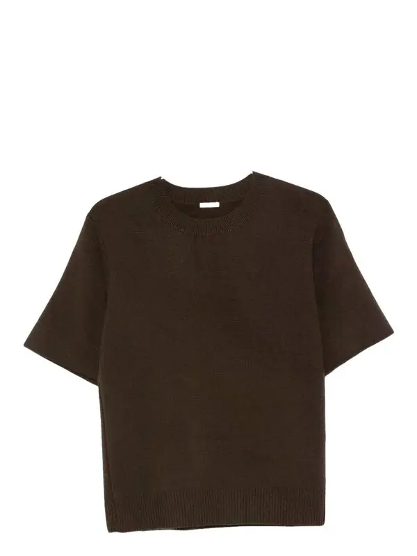 JOSEPH Ribbed-trim Short-sleeve Sweater - Brown