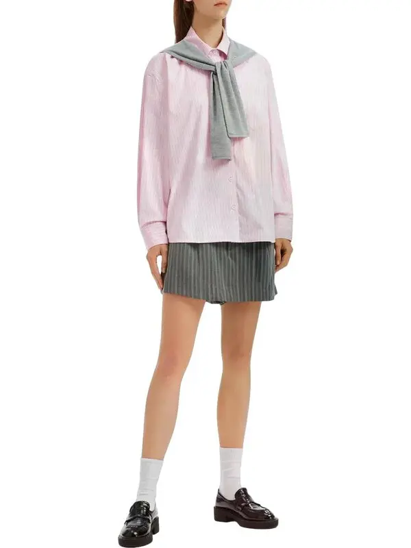 B+AB Vertical Stripe Button-up Shirt - Pink