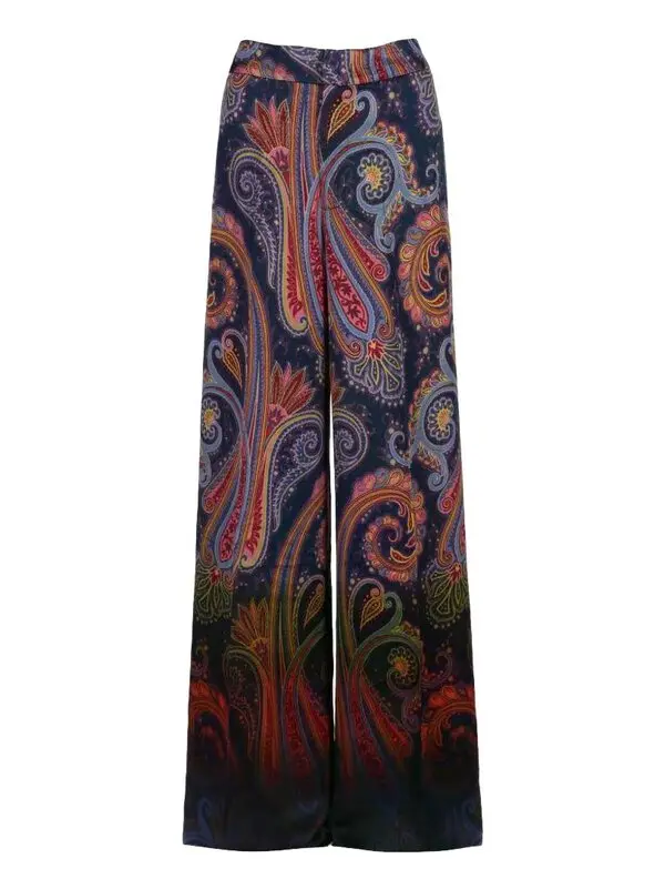 Etro Paisley Print Wide-leg Trousers - Blue