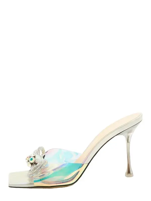 Mach & Mach Double Bow Embellished Iridescent Sandals - Neutrals