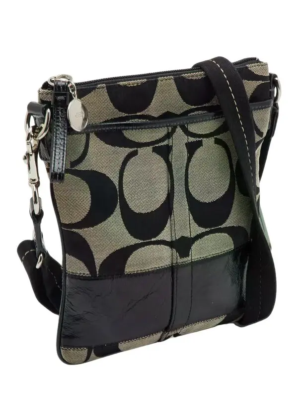 COACH Signature Canvas And Patent Leather Crossbody Bag - Black