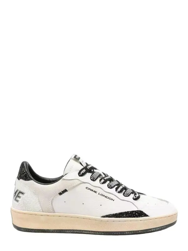 CRIME LONDON Chelsea Glitter-detail Leather Sneakers - White