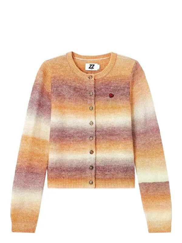 Izzue Ombre Effect Heart Patch Cardigan - Orange