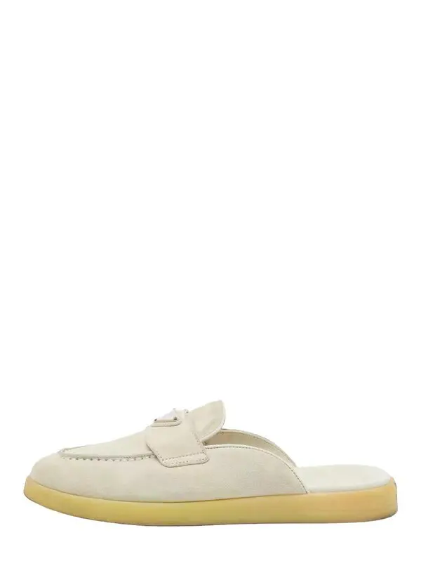 Prada Suede Flat Mules - Neutrals