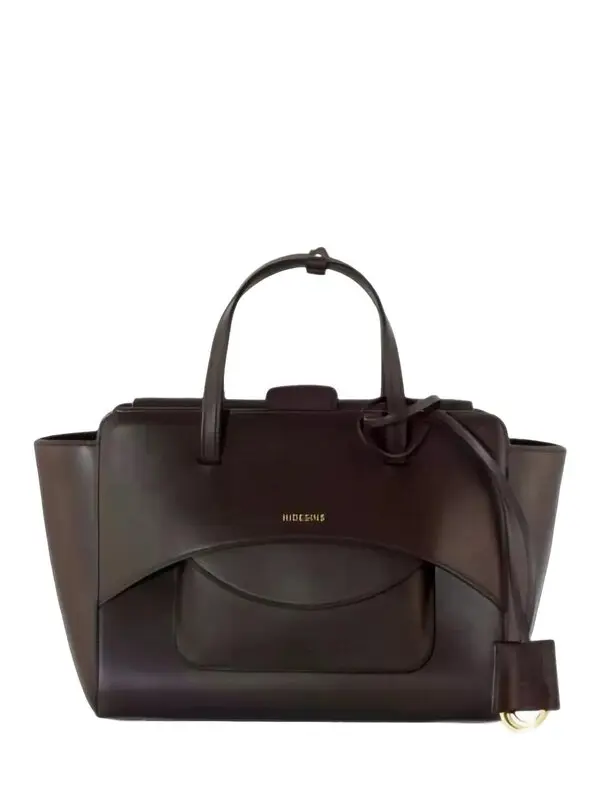 HIDESINS Logo Print Leather Tote Bag - Brown