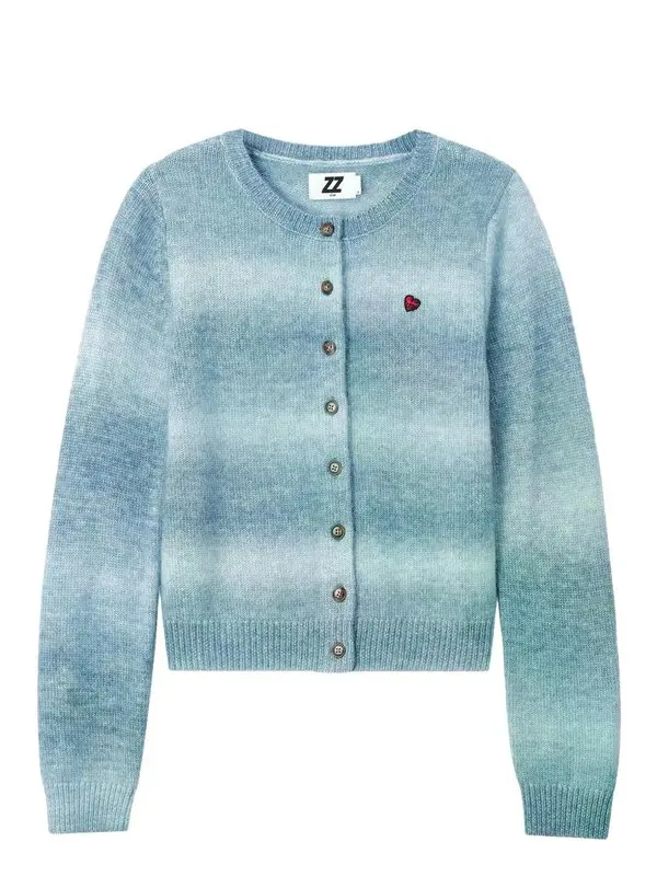 Izzue Gradient Heart-patch Cardigan - Blue