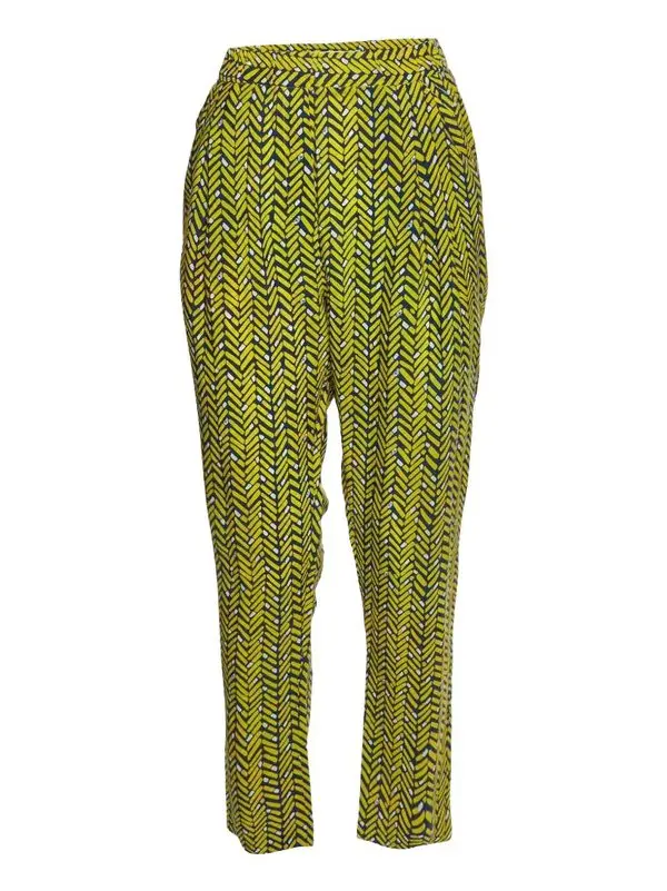 Carolina Herrera Pleated Crepe Trousers With All-over Graphic Print - Yellow