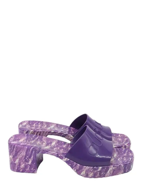 Gucci Marbled Effect Platform Slides - Purple