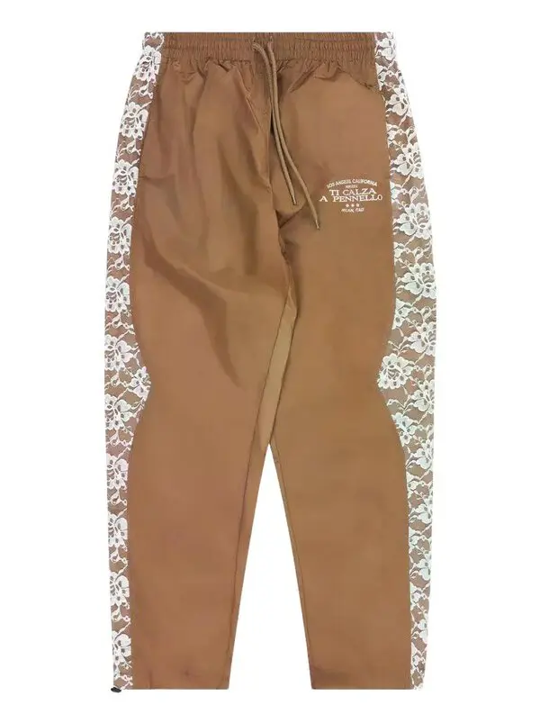 PLEASURES Francesca Lace-panel Track Pants - Brown