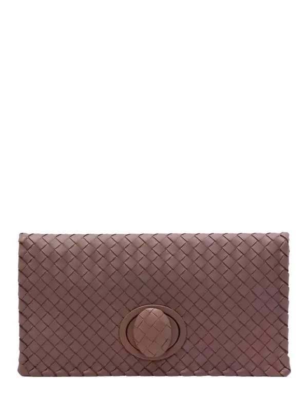 Bottega Veneta Nappa Intrecciato Turn Lock Clutch Bag - Pink