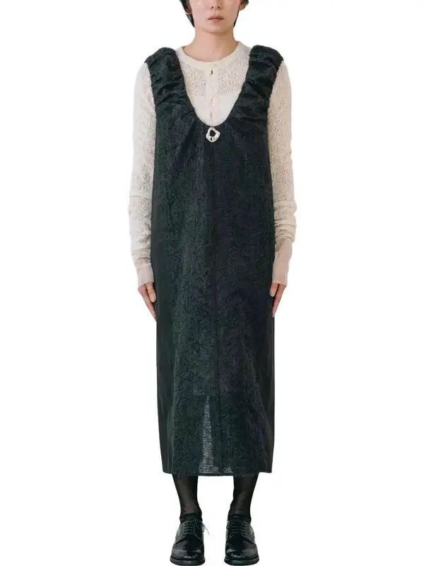 MULLER OF YOSHIOKUBO Maxi Dress With Detachable Brooch - Black