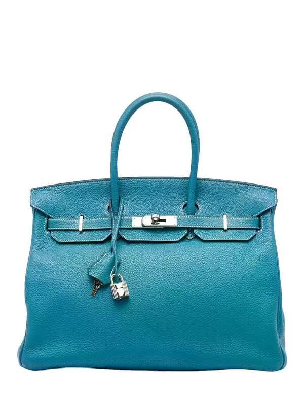 Hermès Birkin 35 Clemence Leather Handbag - Blue