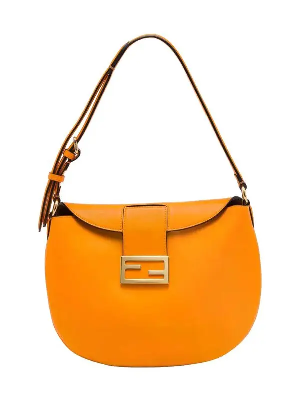 Fendi Small Leather Croissant Hobo Bag - Orange
