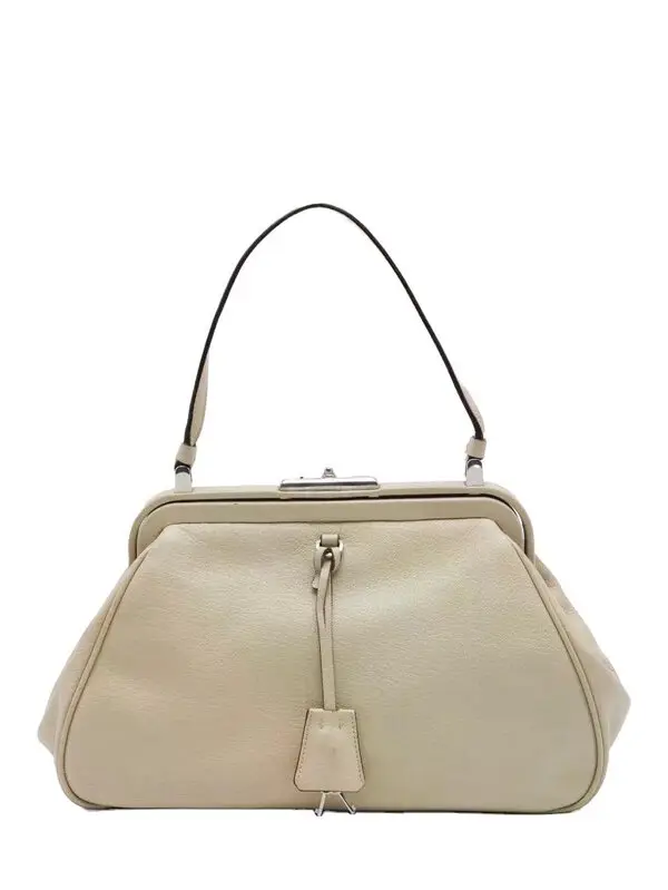 Prada Goatskin Madras Cerniera Frame Handbag - Neutrals