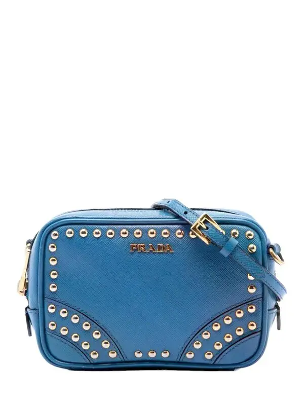 Prada Studded Saffiano Camera Bag - Blue