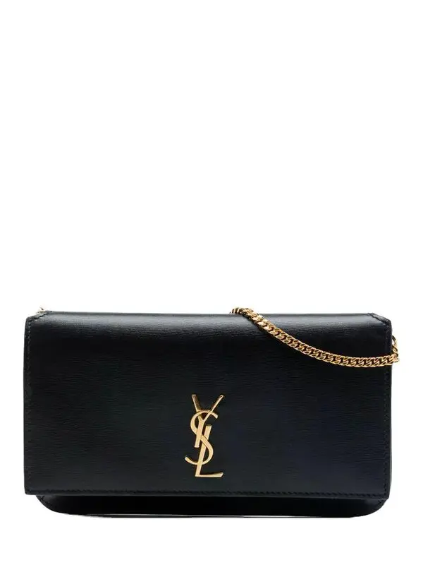 Saint Laurent Leather Monogram Wallet On Chain Crossbody Bag - Black