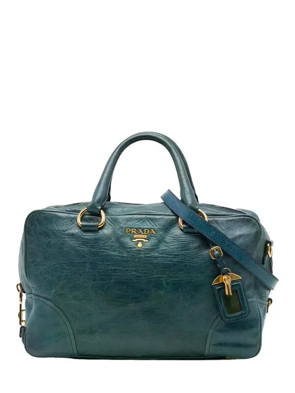 Prada Vitello Shine Satchel - Blue
