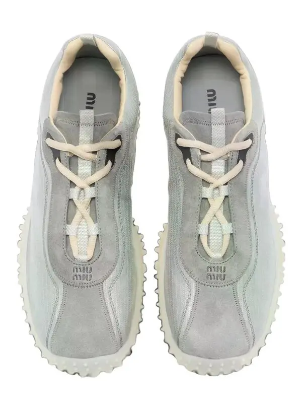 Miu Miu Bubble Technical-fabric And Suede Sneakers - Grey