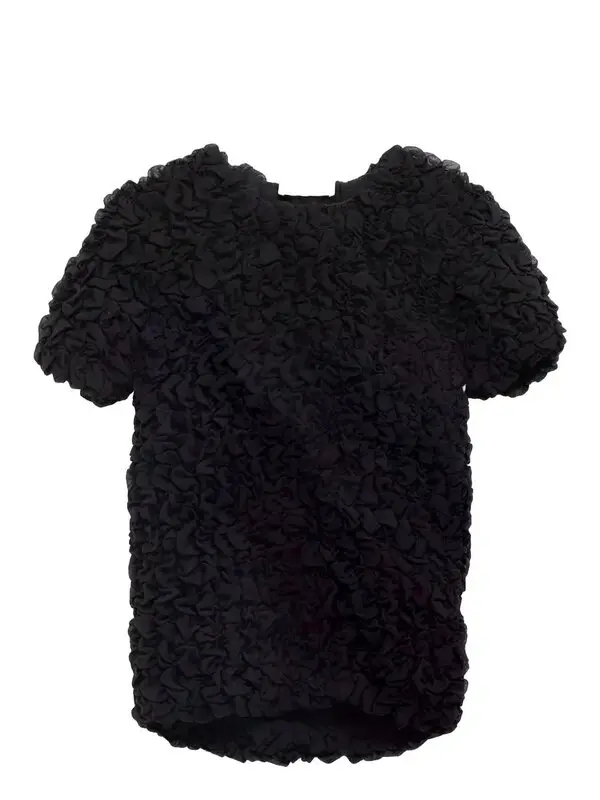Khaite Polly Short-sleeve Ruched Crewneck Top - Black